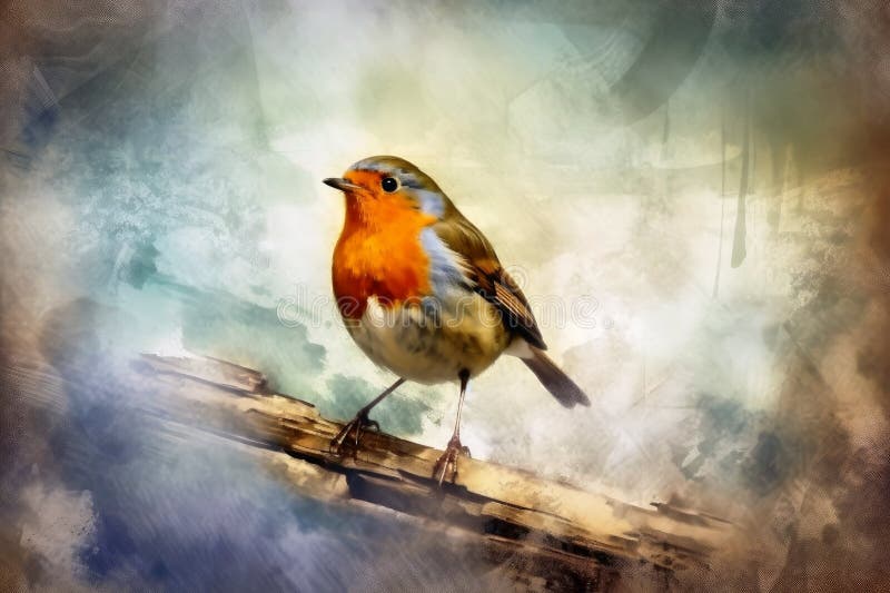 Watercolor Painted Robin Bird on a White Background Stock Illustration ...