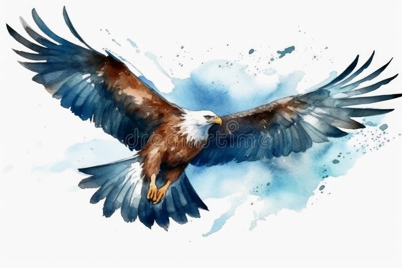Watercolor Painted Sea Eagle on a White Background Stock Illustration ...