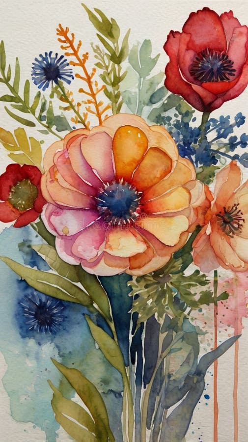 Watercolor Painting: Abstract Bouquet of Textures: Construct an ...
