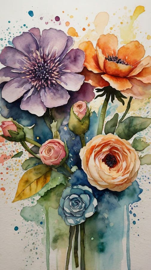 Watercolor Painting: Abstract Bouquet of Textures: Construct an ...