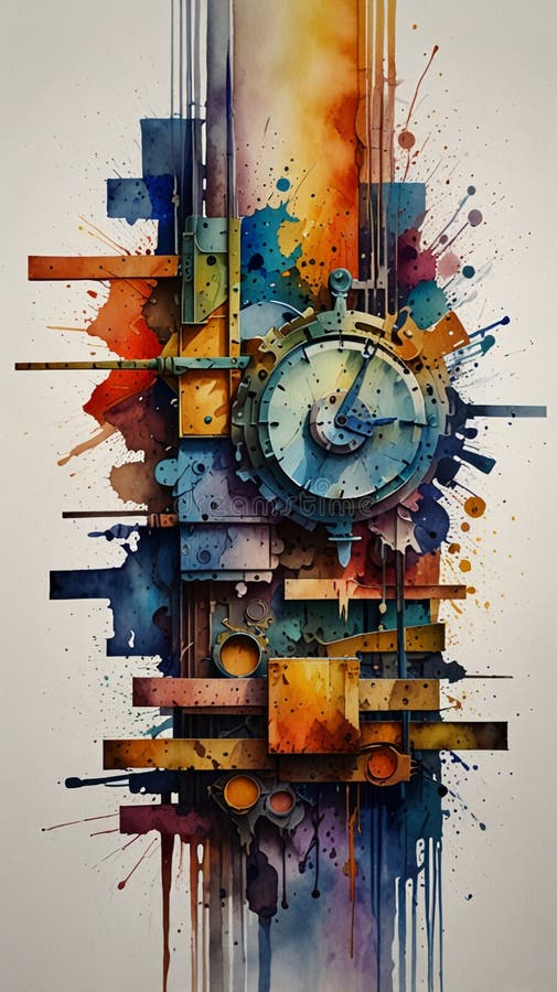 Watercolor Painting: Abstract and Enigmatic Sculpture Composed of ...