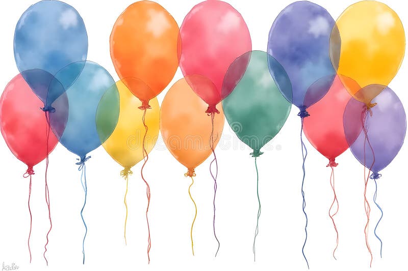 Watercolor Painting of Balloons in Many Colors As a Pattern Stock ...