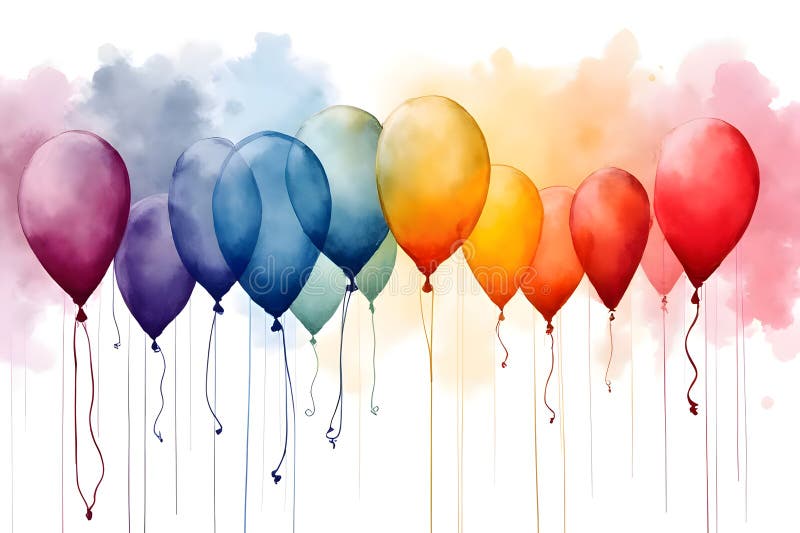 Watercolor Painting of Balloons in Many Colors As a Pattern Stock ...