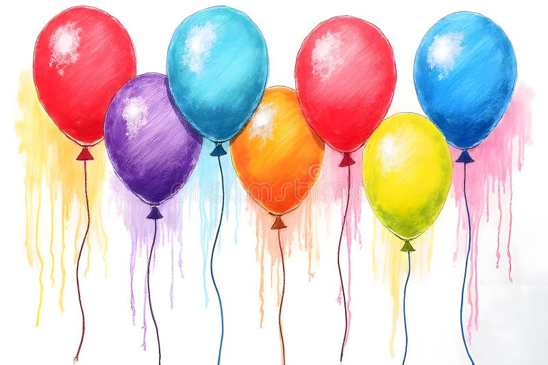 Watercolor Painting of Balloons in Many Colors As a Pattern Stock ...