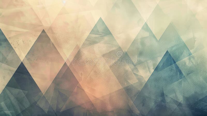 A Watercolor Painting of Blue and Brown Triangles. AIG51A Stock Photo ...