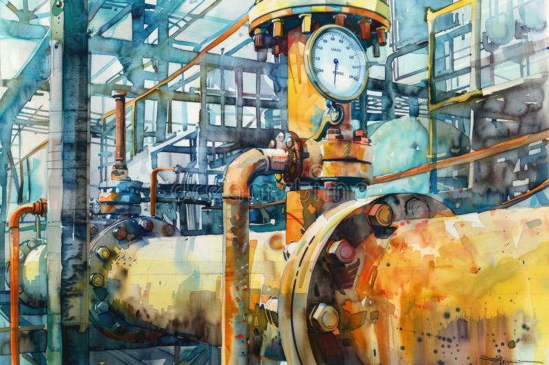 A Watercolor Painting of a Clock Inside a Building. Suitable for ...