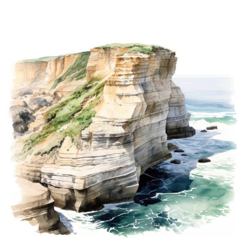 Coastal cliffs stock illustration. Illustration of style - 328675977