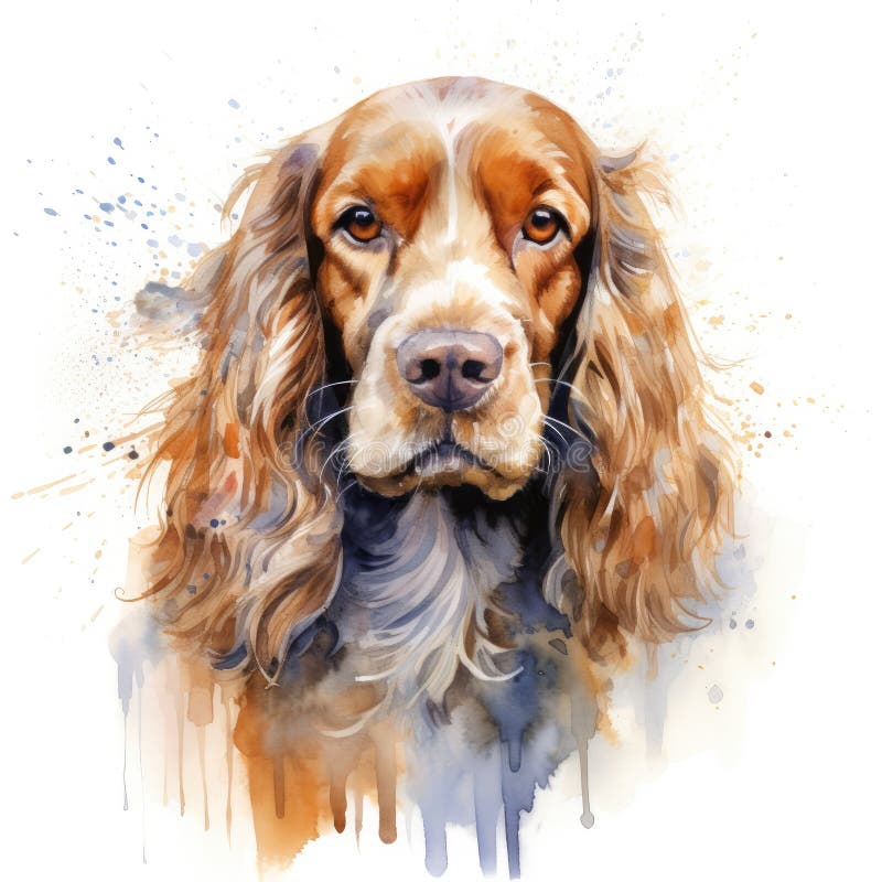 Cocker spaniel stock illustration. Illustration of watercolor - 328676033