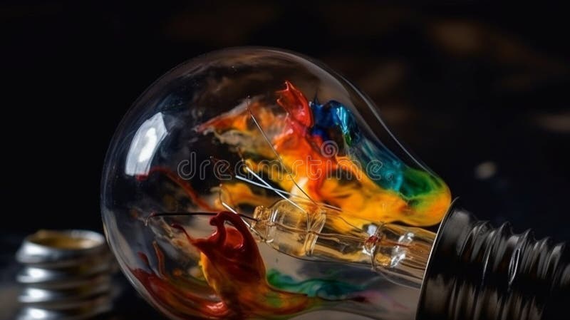 Watercolor Painting of Creative and Inspirational Light Bulb Electric ...