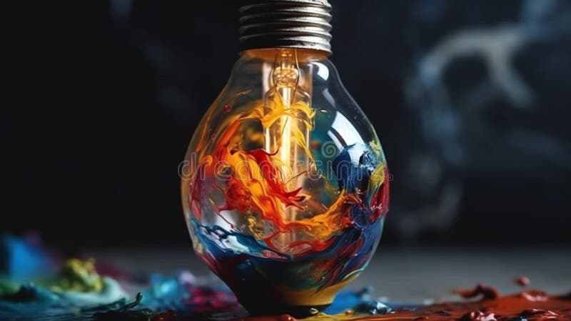 Watercolor Painting of Creative and Inspirational Light Bulb Electric ...
