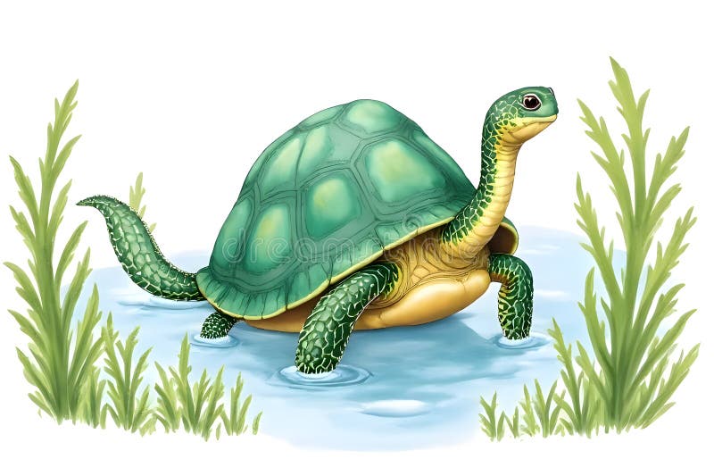 Watercolor Painting, 2d Cartoon, Many Turtles, Pattern Stock ...
