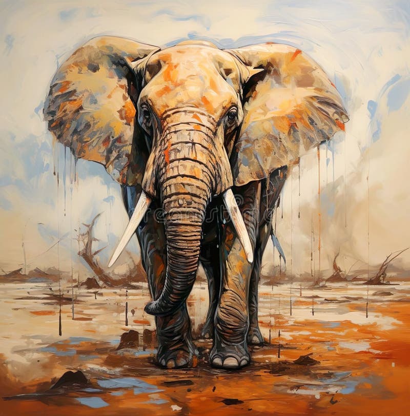 Watercolor Painting of Elephant Stock Illustration - Illustration of ...