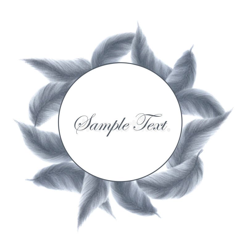 Feather Circle Frame Border Hand Drawing Artwork Stock Illustrations ...