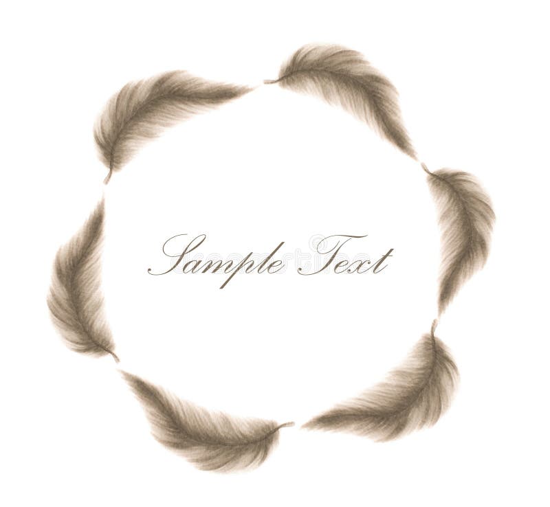 Watercolor Painting of Feather Circle Frame Stock Photo - Image of ...