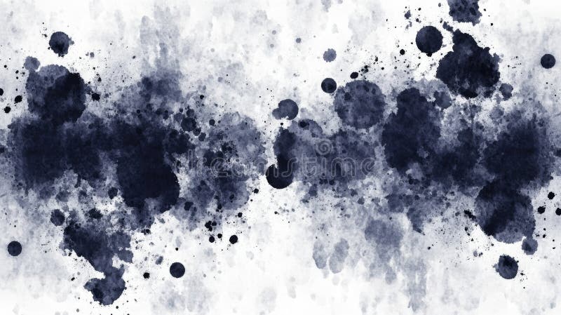 A Watercolor Painting Featuring Abstract Blue and Gray Splatters on a ...