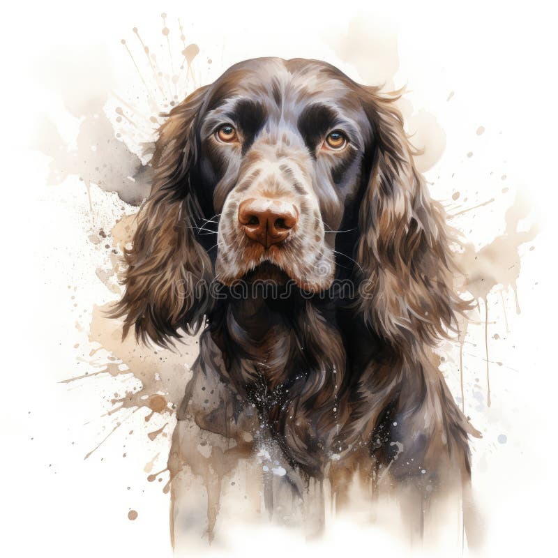 Field spaniel stock illustration. Illustration of handpainted - 328677445