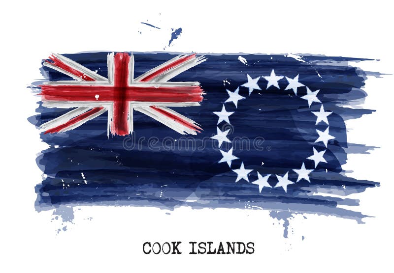 Watercolor Painting Flag of Cook Islands . Vector Stock Vector ...