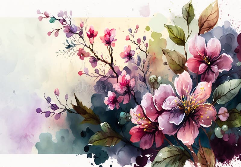 A Watercolor Painting of Flowers. Background with Watercolor Flowers ...