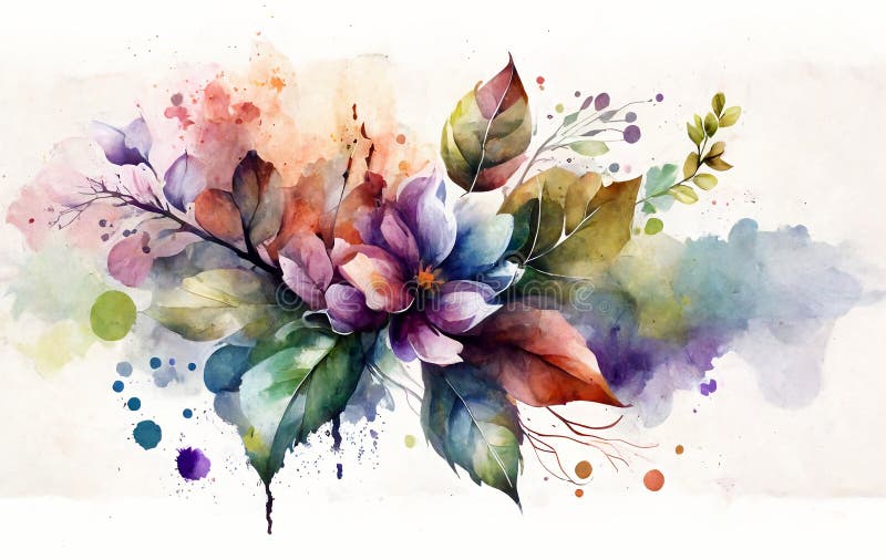A Watercolor Painting of Flowers. Background with Watercolor Flowers ...