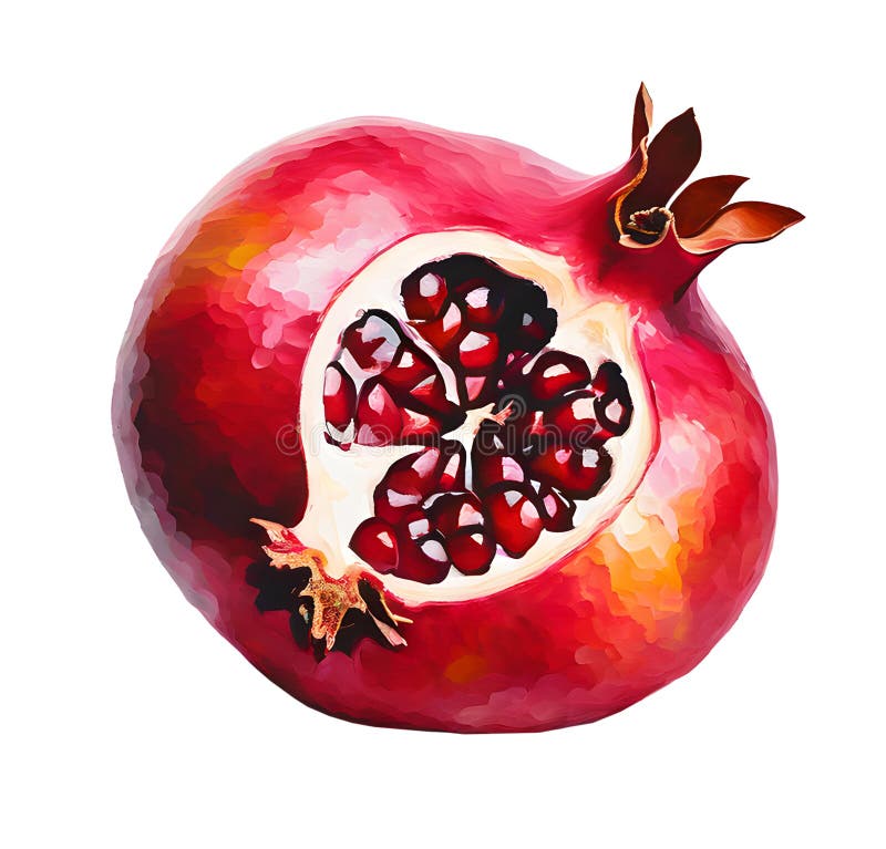 Watercolor and Painting Fresh Piece of Pomegranate Fruit Stock Illustration - Illustration of ...