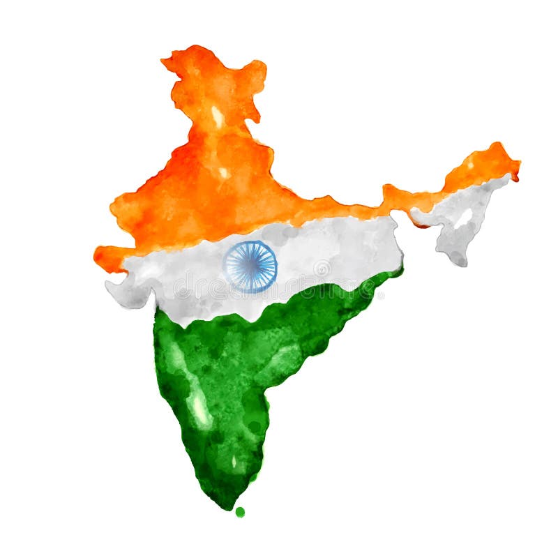 Watercolor Painting of Indian Map Stock Vector - Illustration of ...