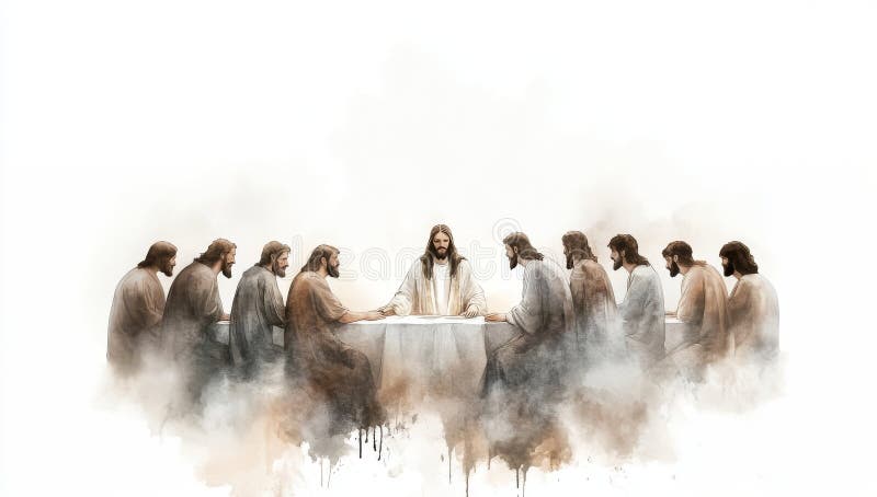 Watercolor Painting of the Last Supper. Generative AI. Stock ...