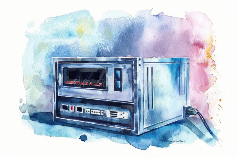 A Watercolor Painting of a Microwave Oven Sitting on a Table Stock ...