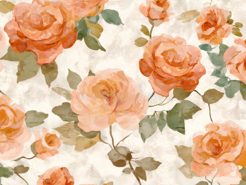 Watercolor Painting of Orange Roses. Generative AI. Stock Illustration ...