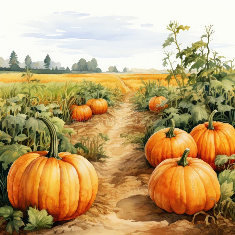 Pumpkin patch stock illustration. Illustration of generative - 328681565