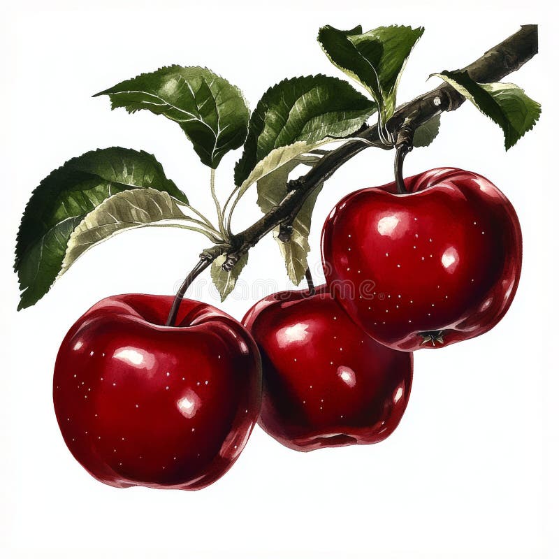 Watercolor Painting of a Red Apple, Isolated on White, Generated by AI ...