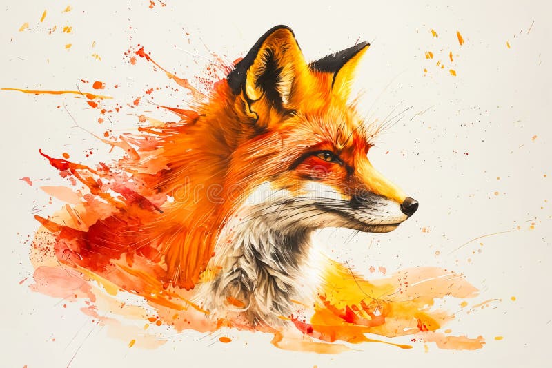 A Watercolor Painting of a Red Fox on a White Background. Generative AI ...