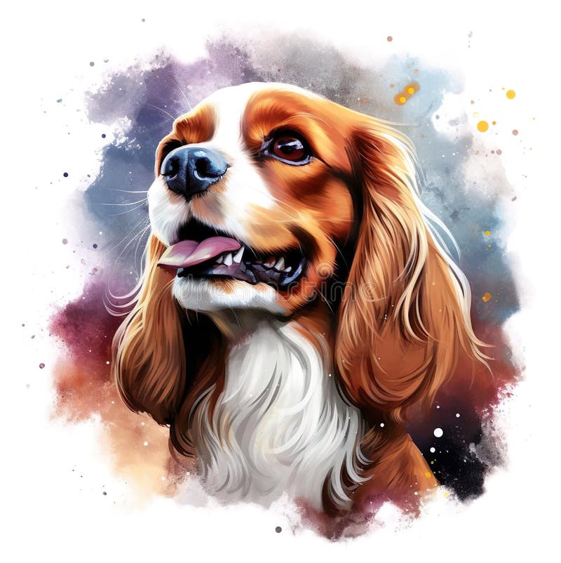 Watercolor Painting of Spaniel Dog Stock Illustration - Illustration of ...