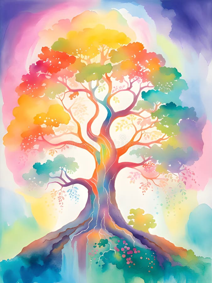 Rainbow Tree Watercolor Painting Stock Illustrations – 583 Rainbow Tree ...