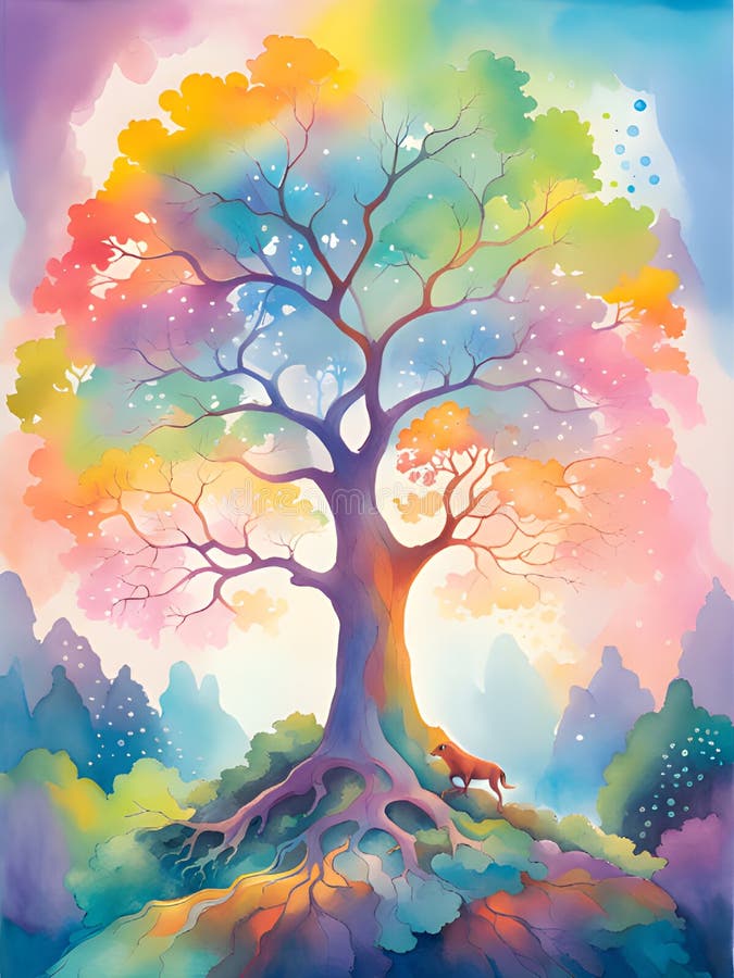 Rainbow Tree Watercolor Painting Stock Illustrations – 583 Rainbow Tree ...