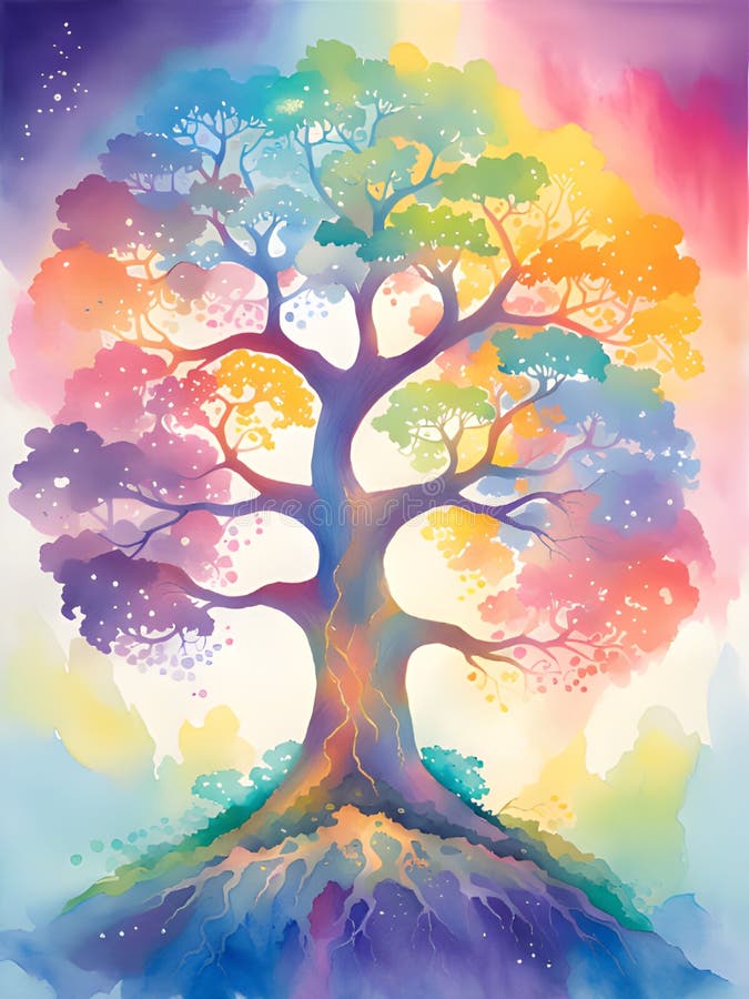 Rainbow Tree Watercolor Painting Stock Illustrations – 572 Rainbow Tree ...
