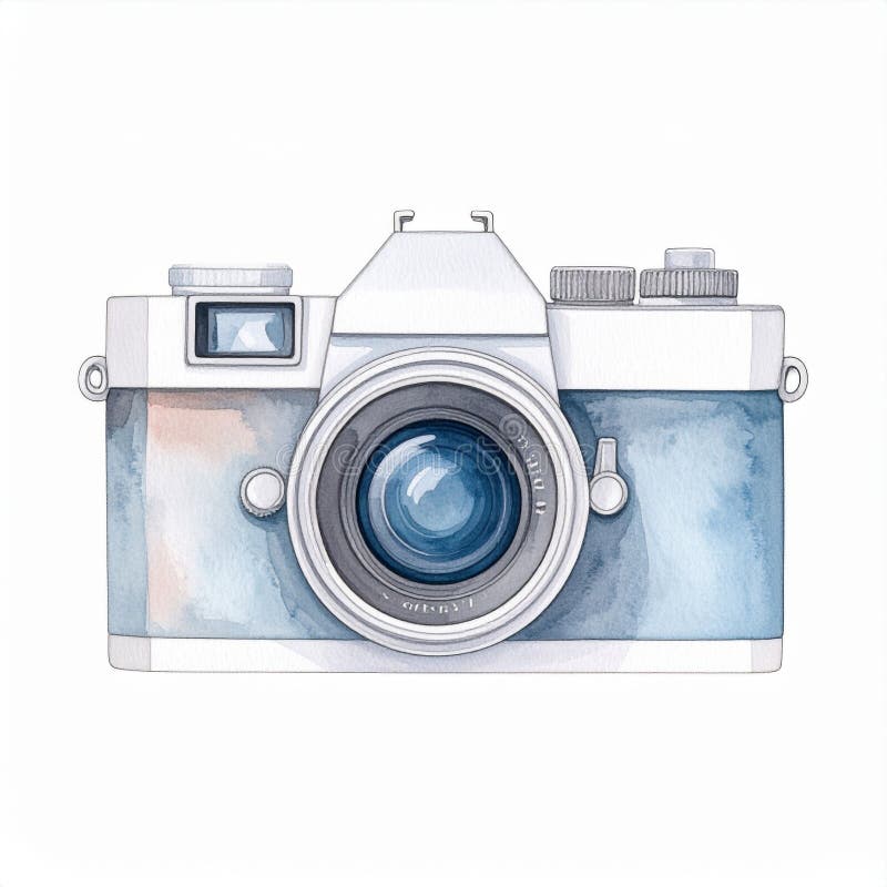 Watercolor Painting of a Vintage Camera Stock Illustration ...