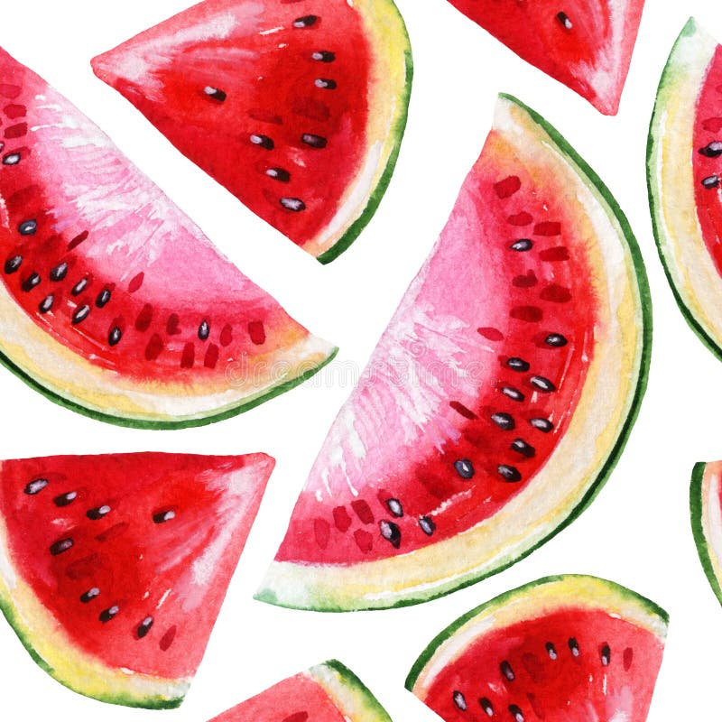 Watercolor Painting with Watermelon Stock Illustration - Illustration ...