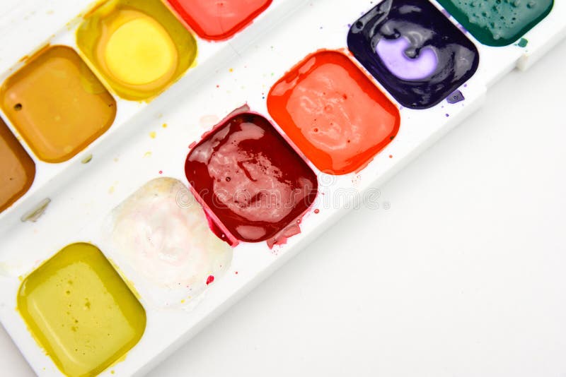 Watercolor Paints for Drawing on White Background Stock Photo - Image ...