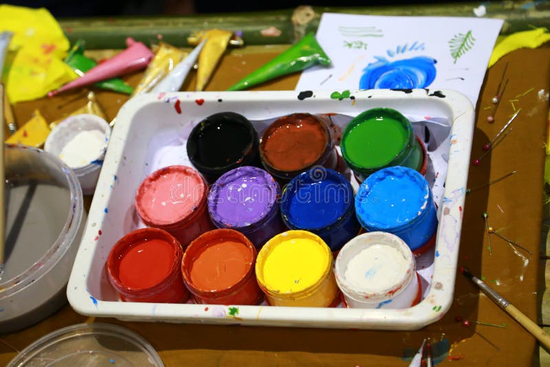 Watercolor Palette stock photo. Image of pink, equipment - 73303546