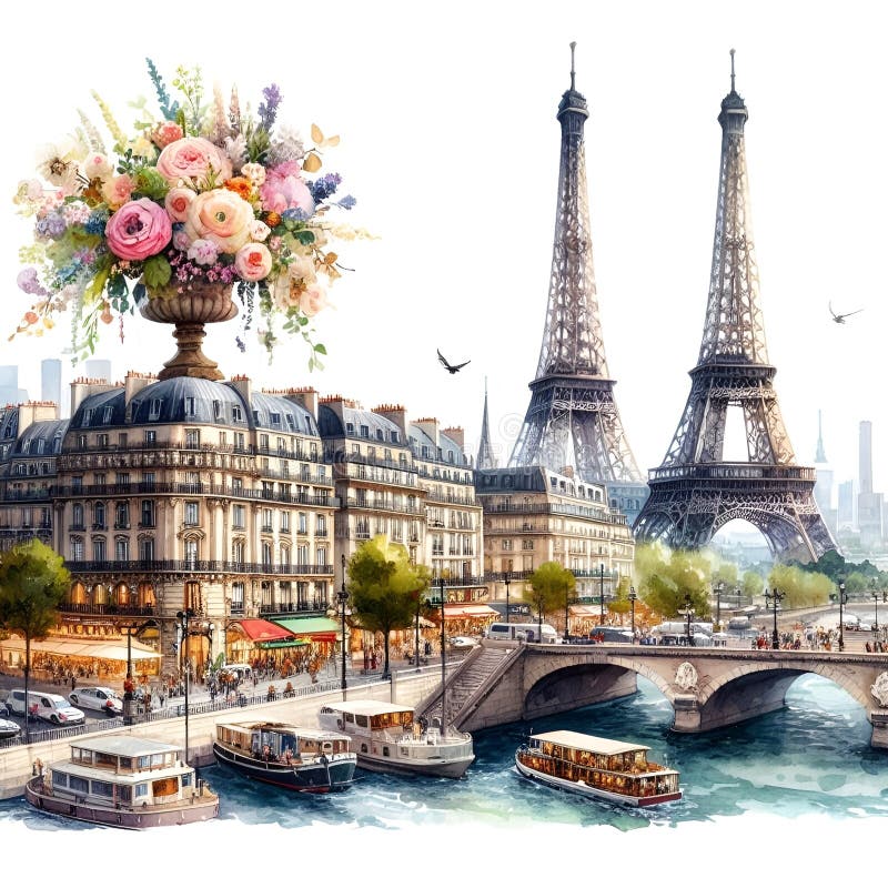 Watercolor paris stock photo. Image of building, eiffel - 361633556