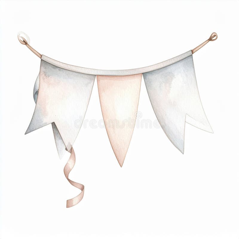 Watercolor Pastel Bunting Flags Decoration Stock Illustration ...