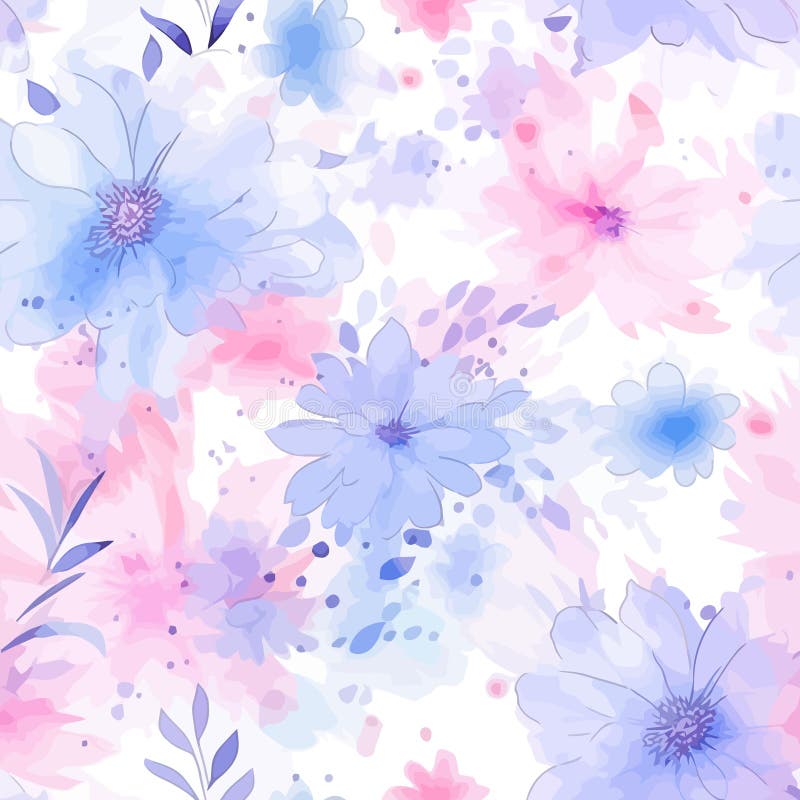 Watercolor Pastel Floral Seamless Pattern. Stock Vector - Illustration ...