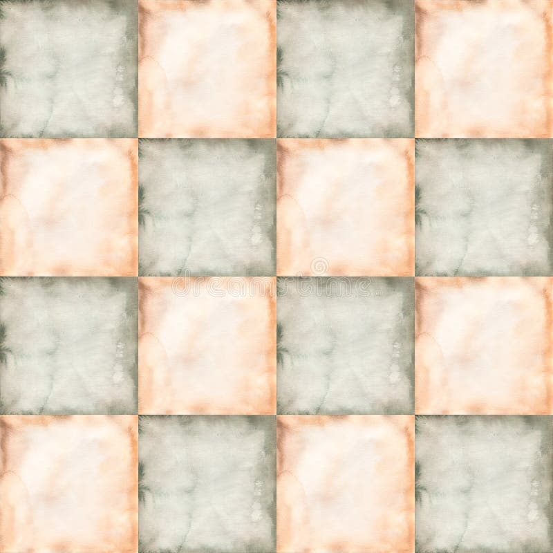 Watercolor Patchwork Seamless Pattern, Old Style Paper in Green Color ...