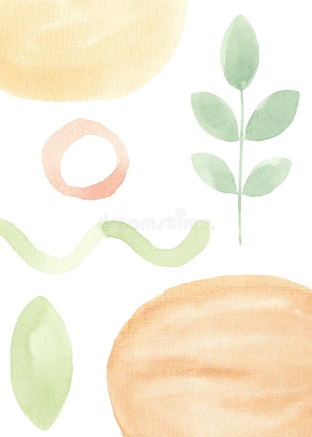 Watercolor Pattern of Abstract Aesthetic Forms, Brush Strokes. Elements ...