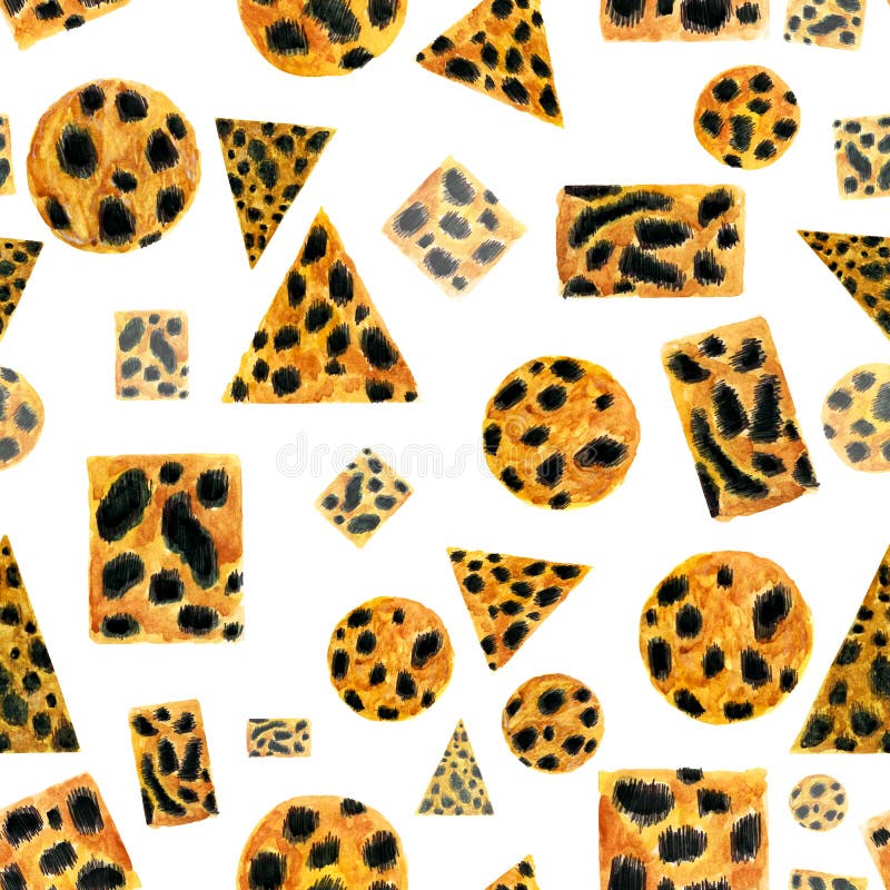 Watercolor Pattern from Cheetah Fur Texture in Geometric Shape Stock ...