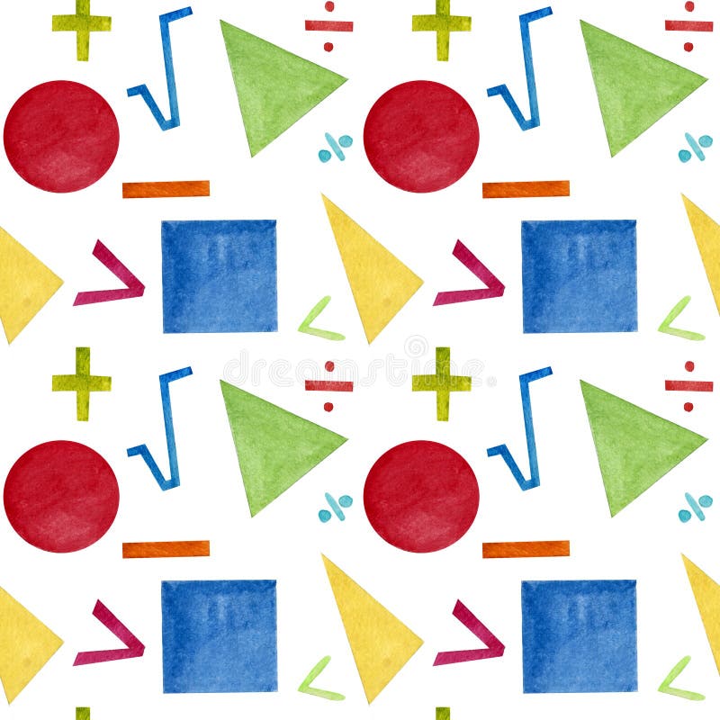 Watercolor Background with Mathematical Symbols Stock Illustration ...