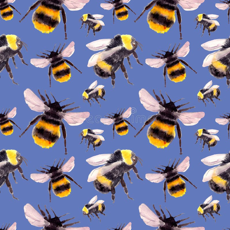 Seamless Pattern with Bumblebee Stock Illustration - Illustration of ...