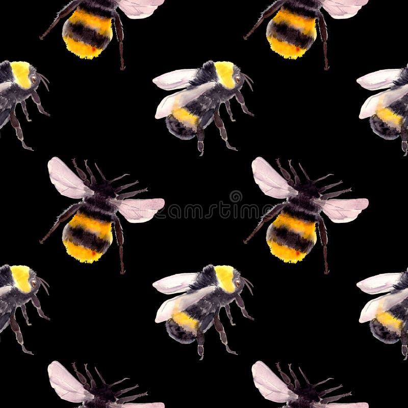 Seamless Pattern with Bumblebee Stock Illustration - Illustration of ...