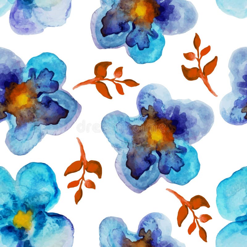 Watercolor Forest Wildlife Seamless Pattern. Stock Illustration ...