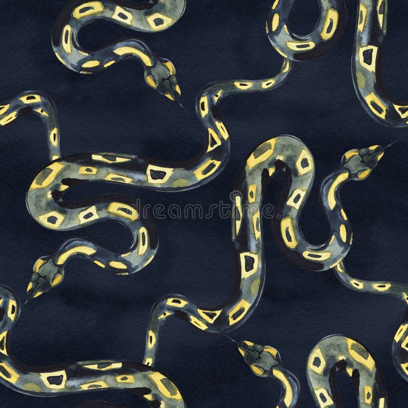 Watercolor Pattern Snake, Exotic Watercolor Background , Snake ...